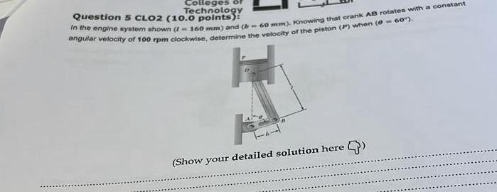 Solved Question 5 CLO2 (10.0 points): In the engine system | Chegg.com