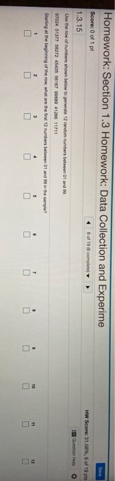 Solved Homework: Section 1.3 Homework: Data Collection and | Chegg.com
