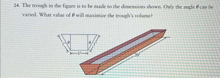 Solved 24. The trough in the figure is to be made to the | Chegg.com