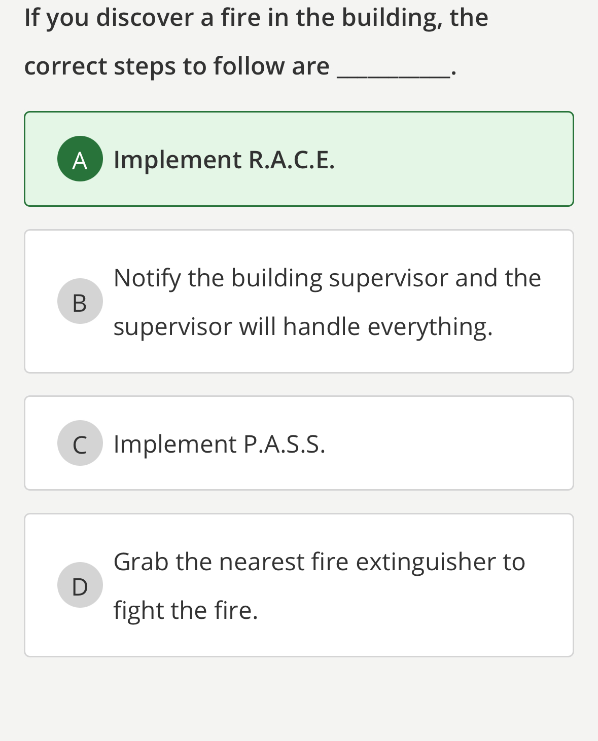 Solved If you discover a fire in the building, the correct | Chegg.com