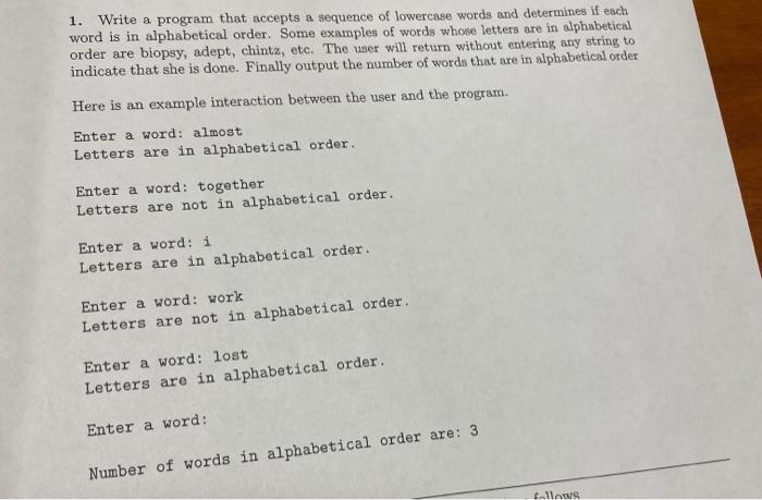 Solved 1. Write a program that accepts a sequence of | Chegg.com