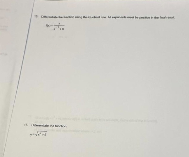 Solved Diflerentiate the function using the Quotient rule. | Chegg.com