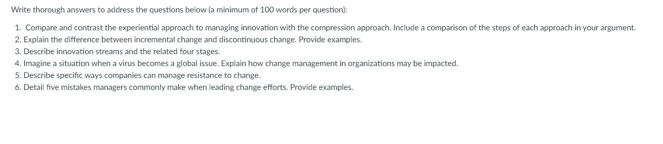 Solved Write thorough answers to address the questions below | Chegg.com