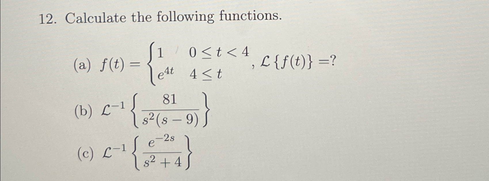 Solved Calculate the following | Chegg.com