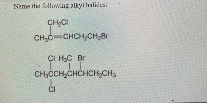 Solved Name the following alkyl halides: CH2CI | Chegg.com
