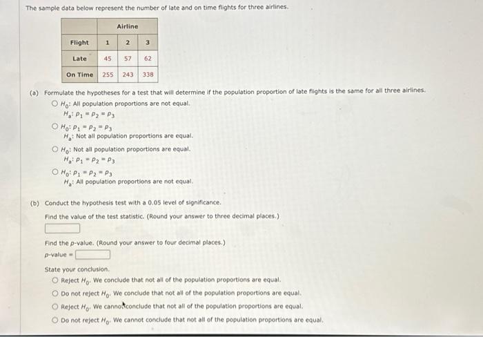 Solved The sample data below represent the number of late | Chegg.com