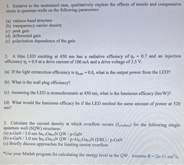 Solved 1. Relative to the unstrained case, qualitatively | Chegg.com