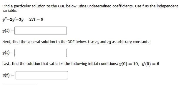 Find a particular solution to the ODE below using | Chegg.com
