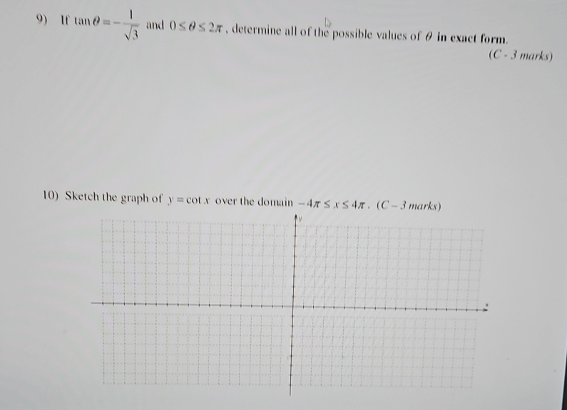 Solved If tanθ=-132 ﻿and 0≤θ≤2π, ﻿determine all of the | Chegg.com