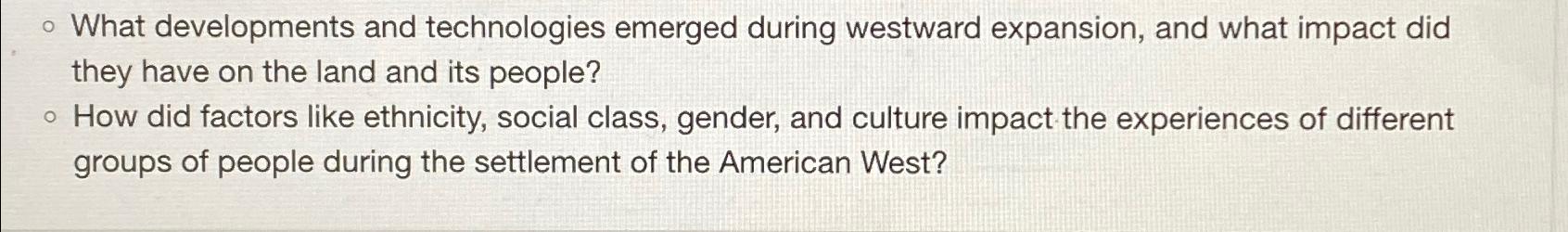 Solved What developments and technologies emerged during | Chegg.com