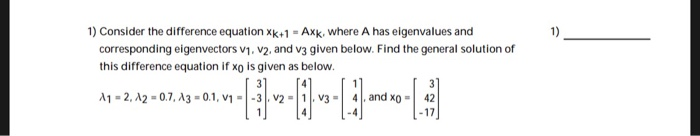 Solved 1 1 Consider The Difference Equation Xk 1 Axk