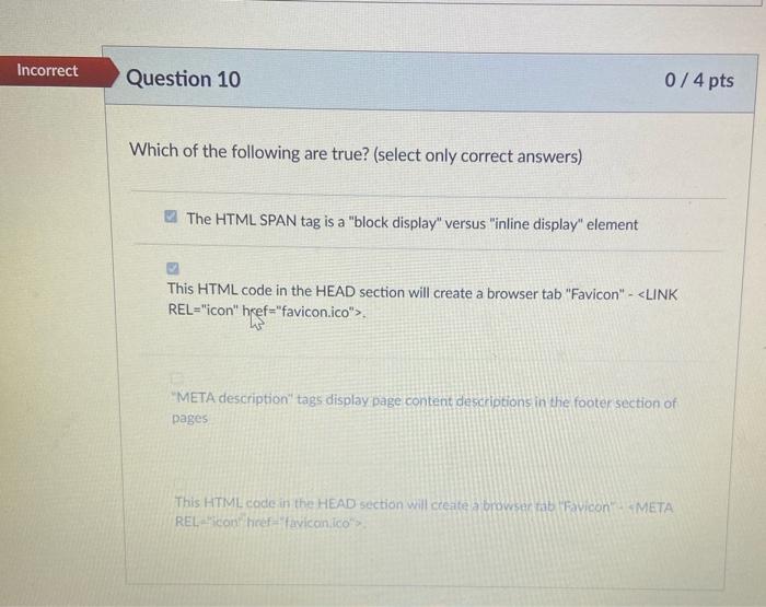 Solved Which of the following are true? (select only correct | Chegg.com