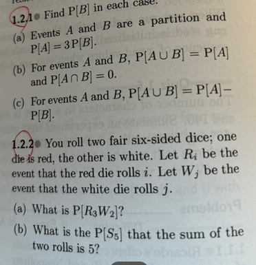 Solved 1.2.1 ﻿Find P[B] ﻿in each case.(a) ﻿Events A and B | Chegg.com
