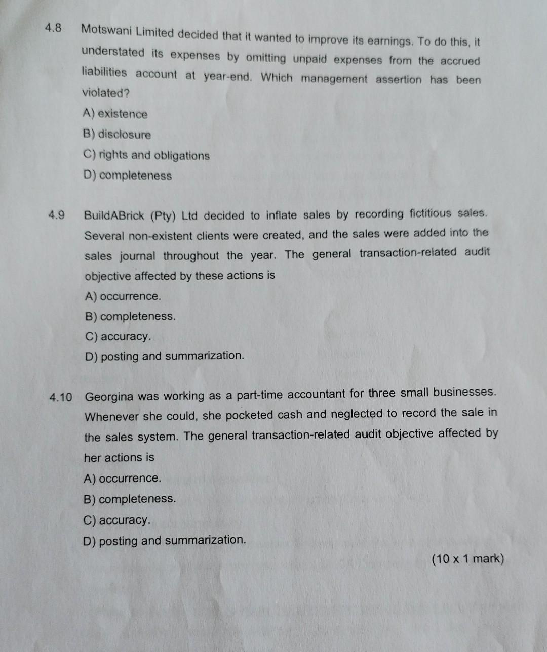 Solved (10 marks) REQUIRED: Answer the following questions | Chegg.com