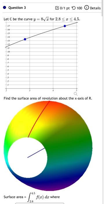 Solved Let C be the curve y=8x for 2.8≤x≤4.5. Find the | Chegg.com