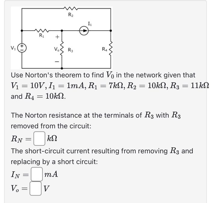 Solved Use Norton's theorem to find V0 in the network given | Chegg.com