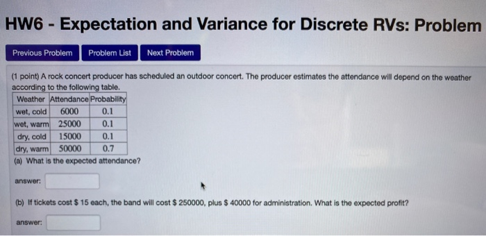 Solved HW6 - Expectation and Variance for Discrete RVs: | Chegg.com