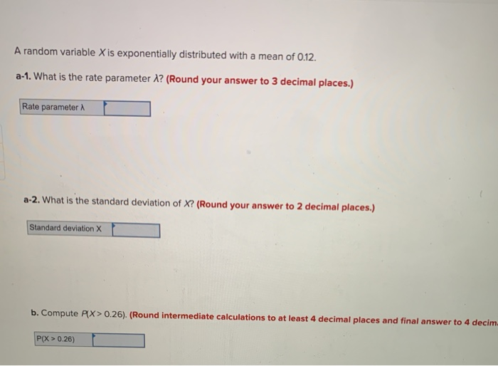 Solved A Random Variable X Is Exponentially Distributed With