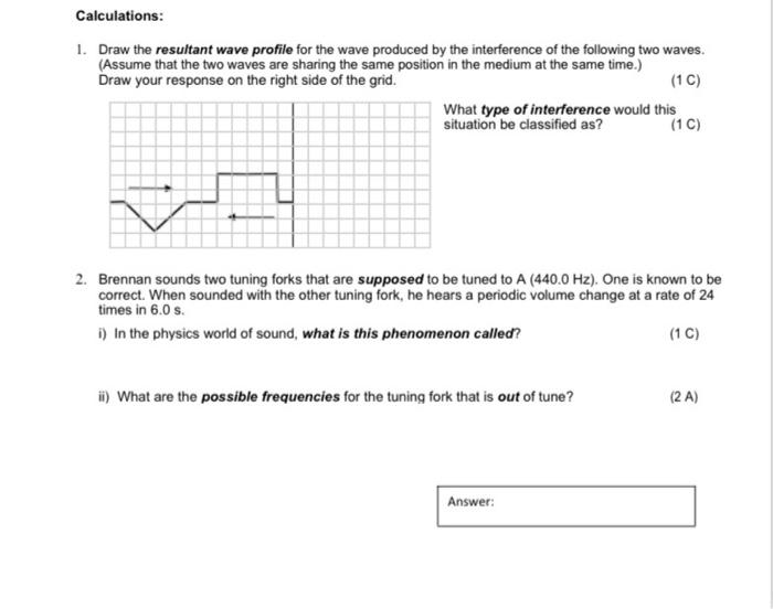 Solved 1. Draw the resultant wave profile for the wave | Chegg.com