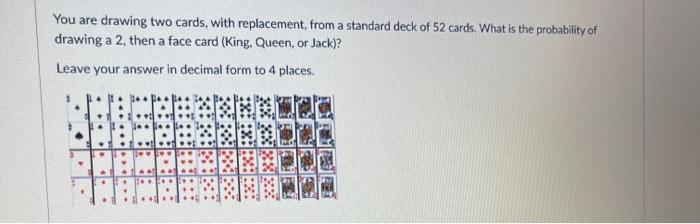 Solved You are drawing two cards, with replacement, from a | Chegg.com