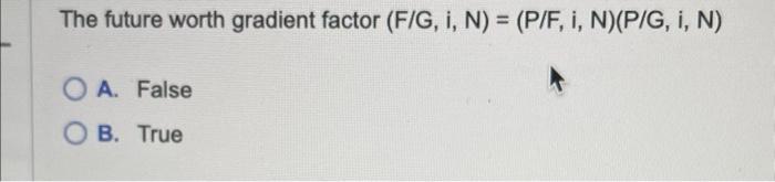 Solved The future worth gradient factor | Chegg.com