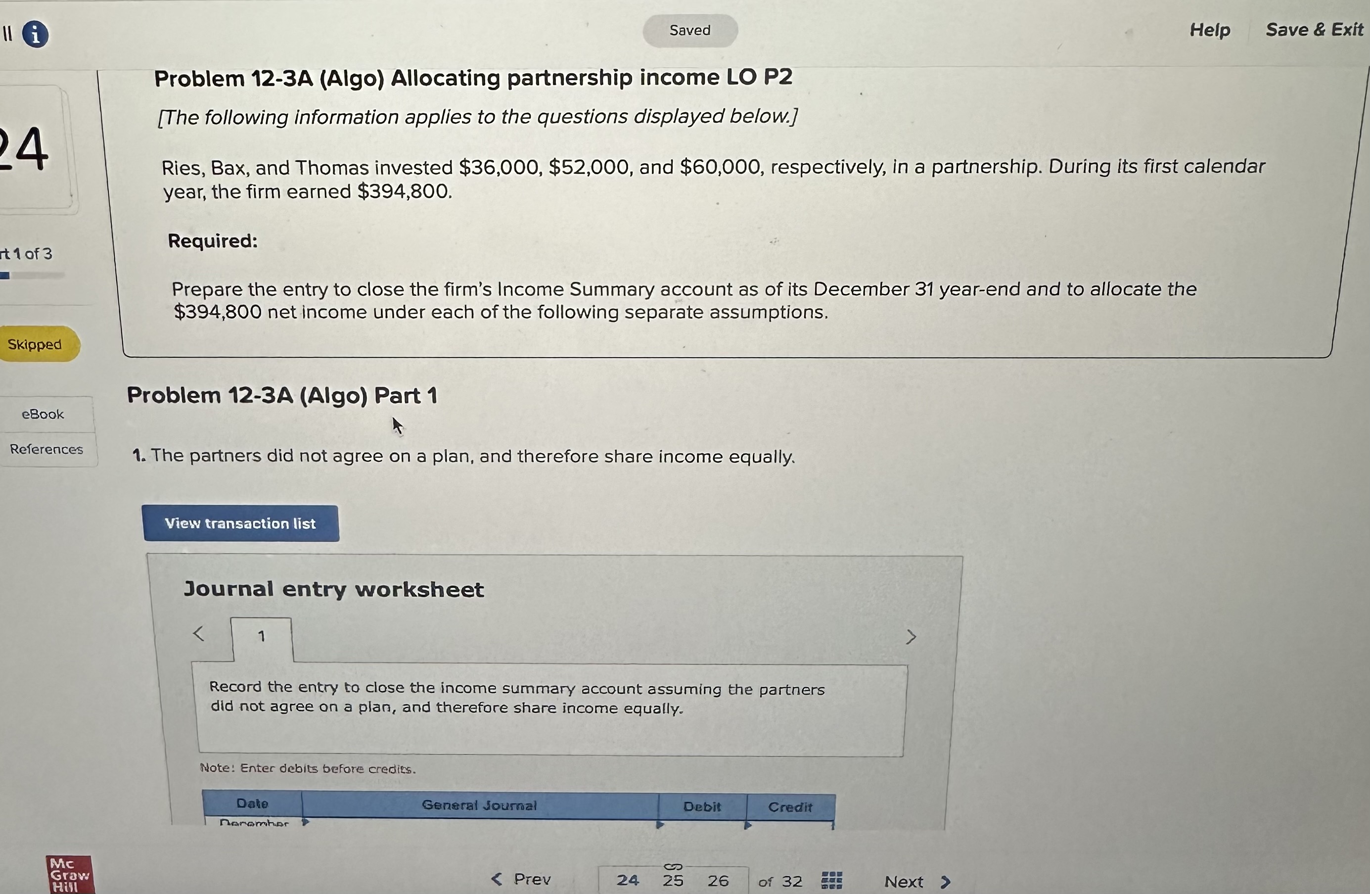 Solved Required informationProblem 12-3A (Algo) ﻿Allocating | Chegg.com