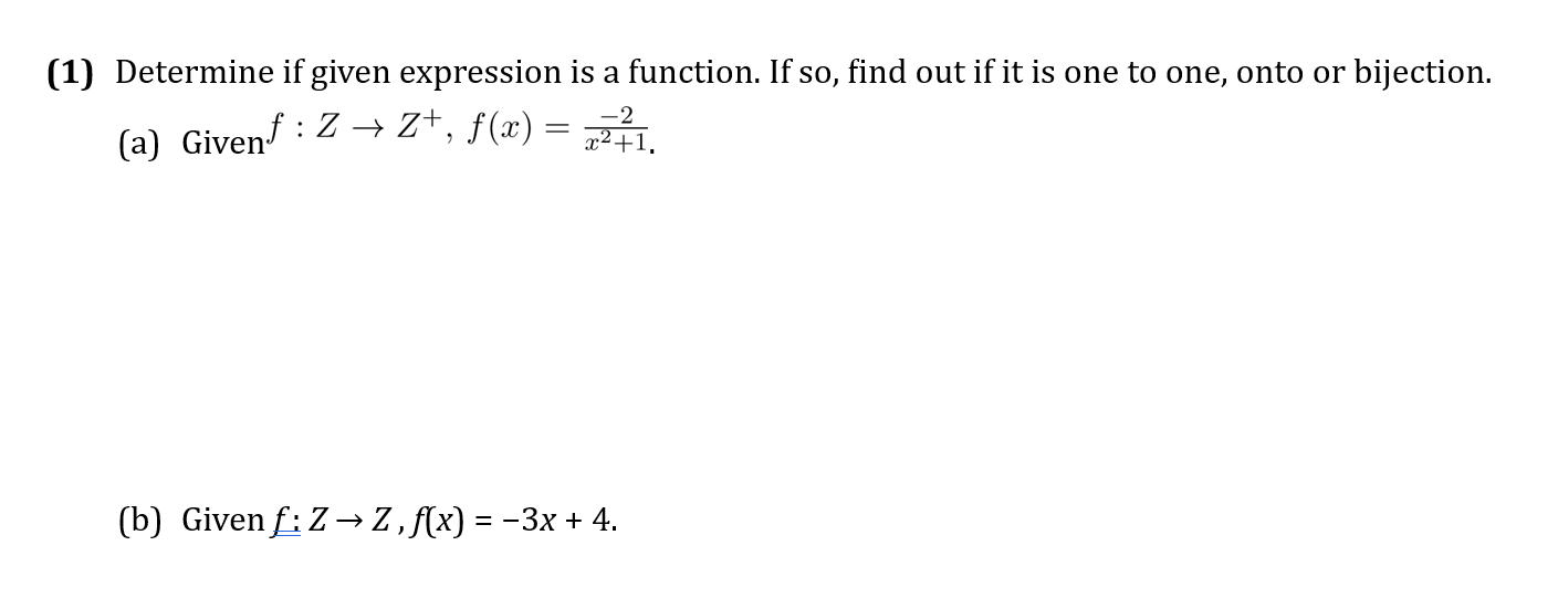 Solved (1) ﻿Determine if given expression is a function. If | Chegg.com