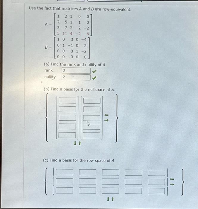 Solved Use the fact that matrices A and B are | Chegg.com