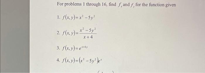 Solved For problems 1 through 16, find and f, for the | Chegg.com