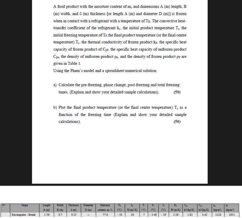 Solved A food product with the moisture content of mc ﻿and | Chegg.com