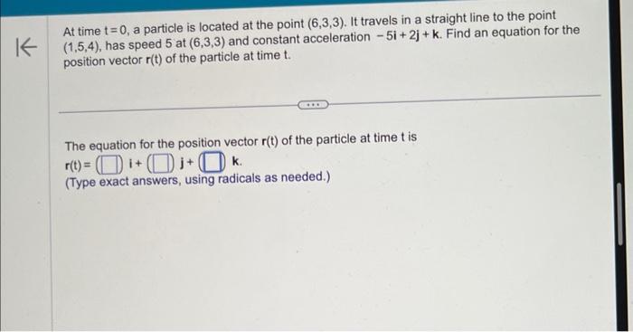 Solved At time t=0, a particle is located at the point | Chegg.com