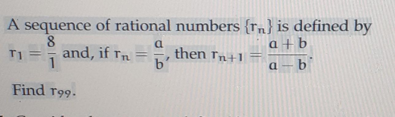 Solved A sequence of rational numbers {rn} is defined by | Chegg.com