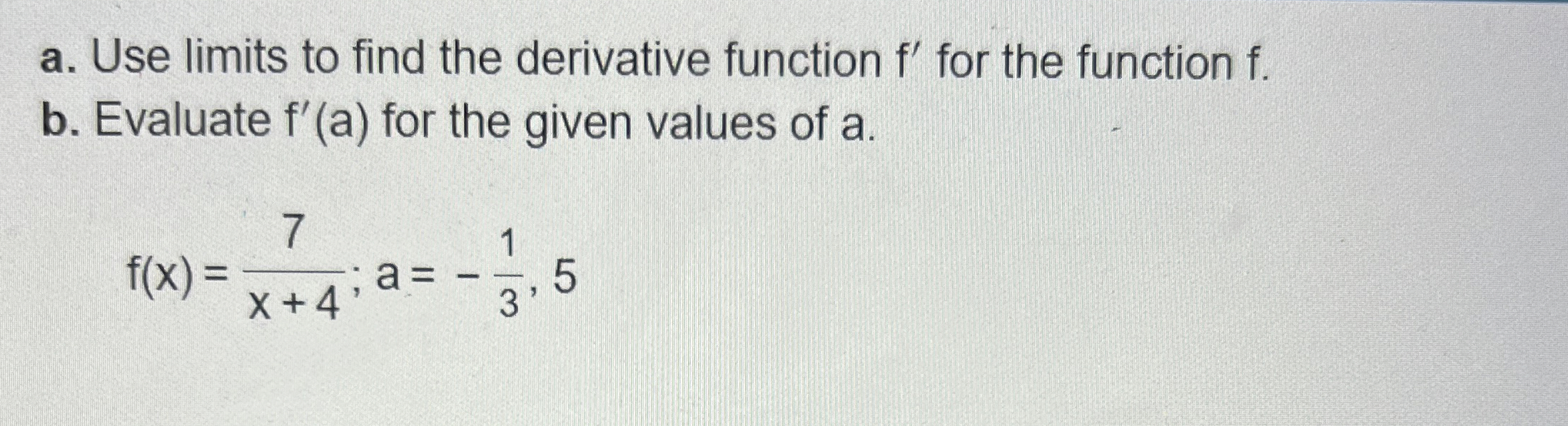 Solved a. ﻿Use limits to find the derivative function f' | Chegg.com