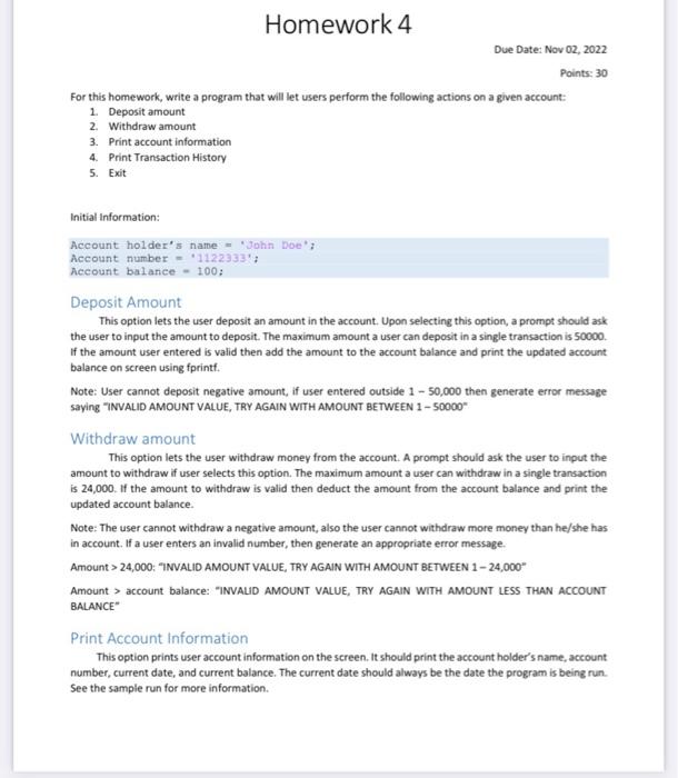 Solved Due Date: Nov 02, 2022 Points: 30 For this homework, | Chegg.com