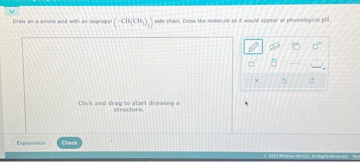 Solved Draw an α amino acid with an isopropyl (−CH(CH3)2) | Chegg.com