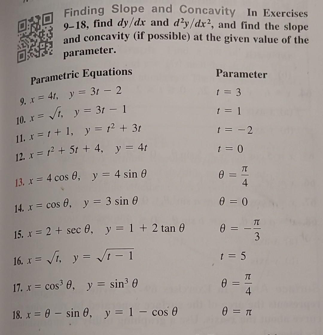 Solved Finding Slope and Concavity In Exercises 9-18, find | Chegg.com