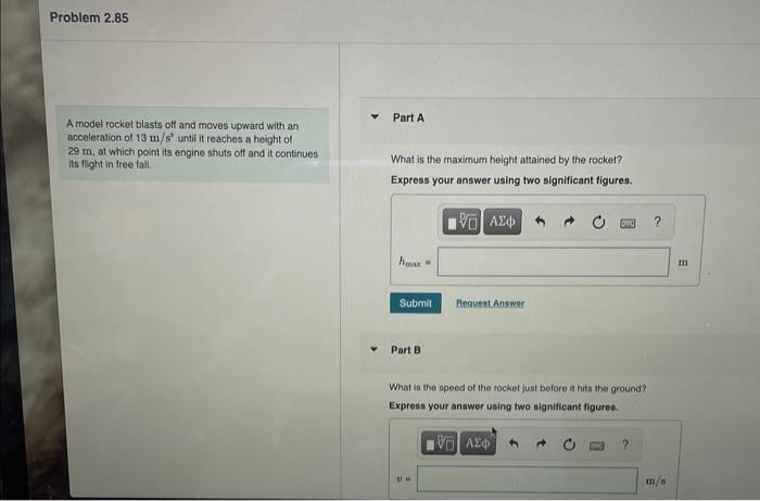 Solved A model rocket blasts off and moves upward with an | Chegg.com
