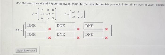 Solved use the matrices ANF given below to compute the | Chegg.com