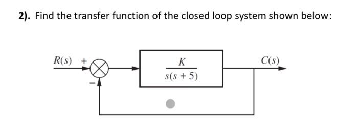 Solved 2). Find the transfer function of the closed loop | Chegg.com