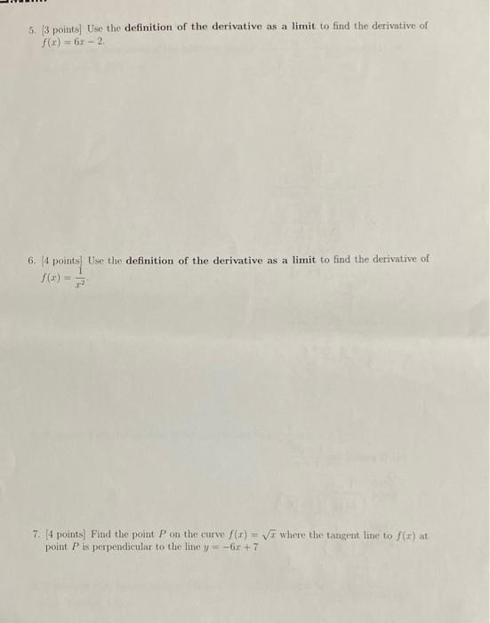 Solved 5. [ 3 points] Use the definition of the derivative | Chegg.com