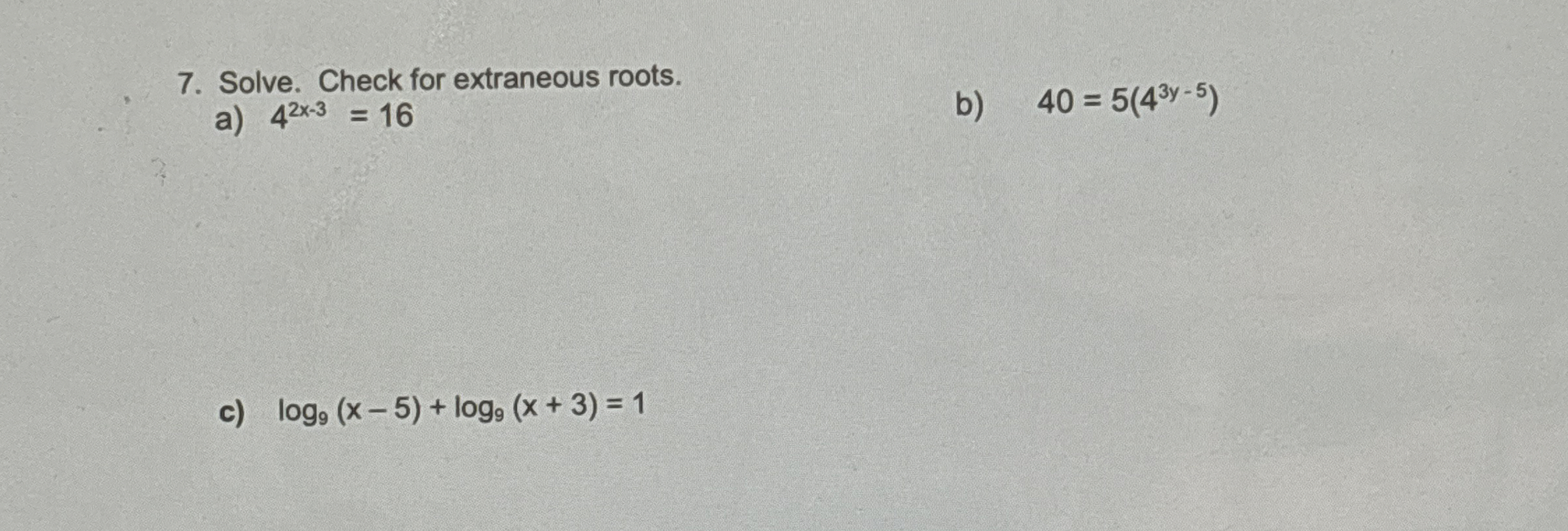 Solved Solve. Check for extraneous | Chegg.com