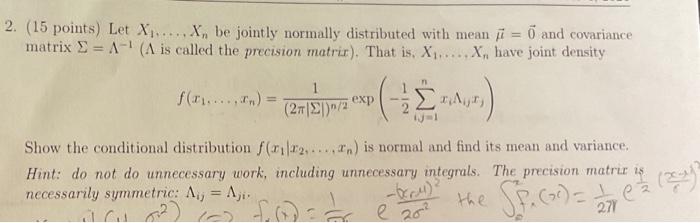 Solved (15 points) Let X1,…,Xn be jointly normally | Chegg.com