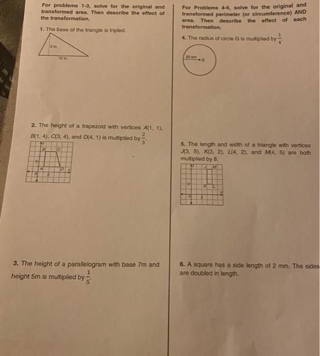 Solved For problems 1-3, solve for the original and | Chegg.com