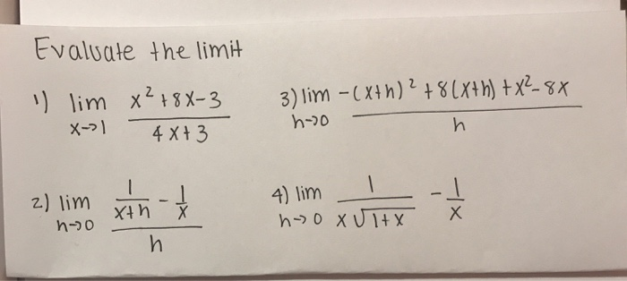 Solved Evaluate the limit 1 lim x² +88-3 X-21 - 4 X 3 3) lim | Chegg.com