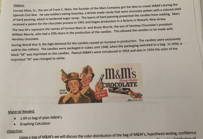 Solved History: Forrest Mars, Sr., the son of Frank C. Mars, | Chegg.com