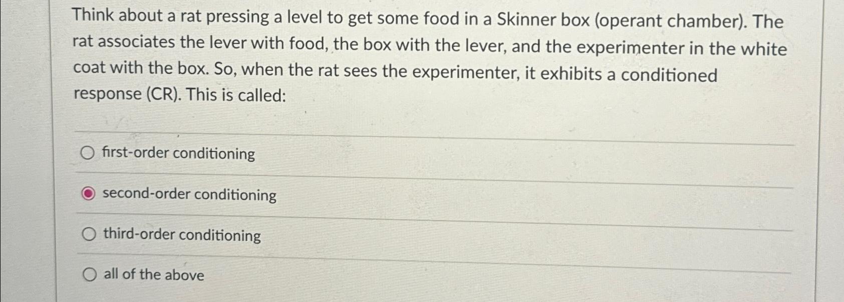 Solved Think about a rat pressing a level to get some food | Chegg.com
