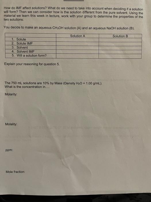 Solved How do IMF affect solutions? What do we need to take | Chegg.com