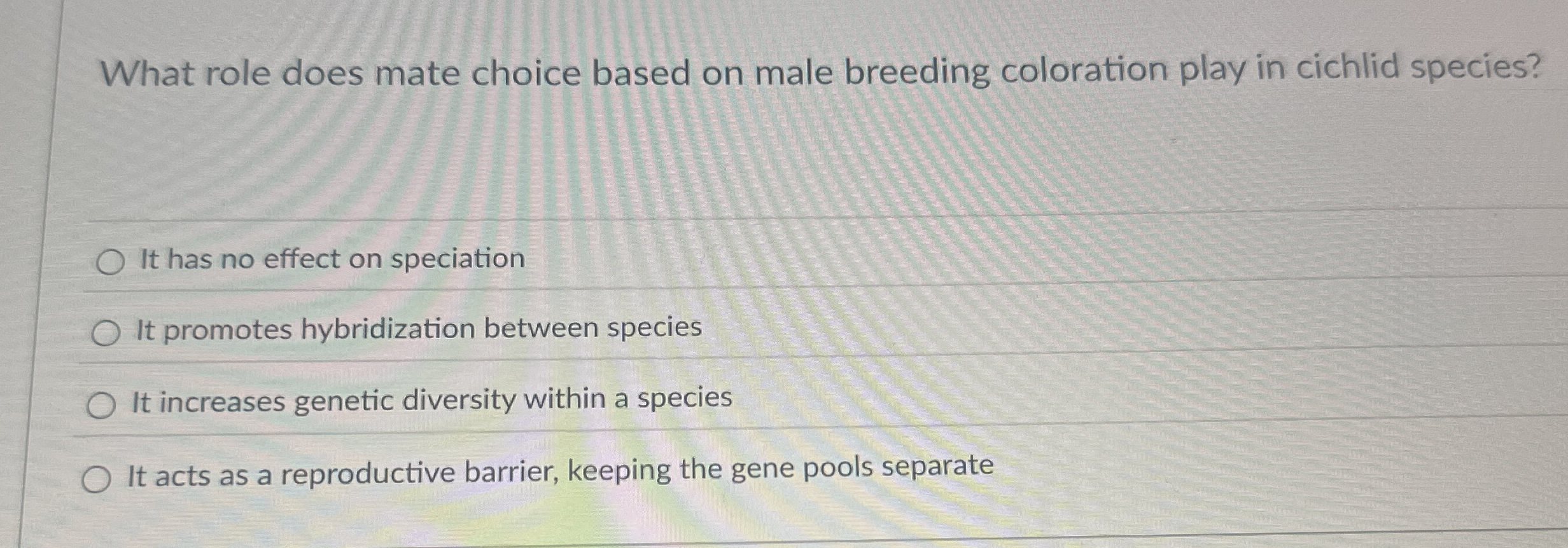 Solved What role does mate choice based on male breeding | Chegg.com