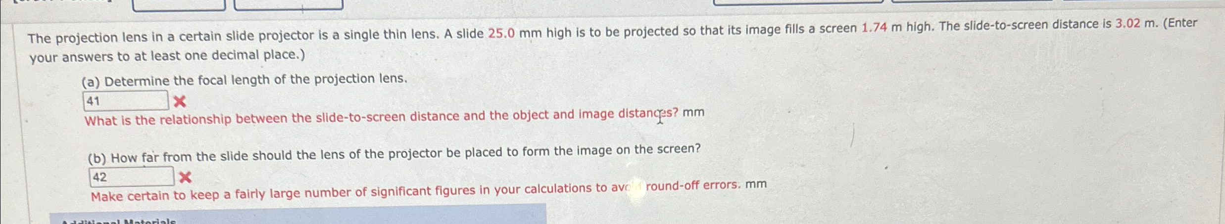 Solved The projection lens in a certain slide projector is a | Chegg.com