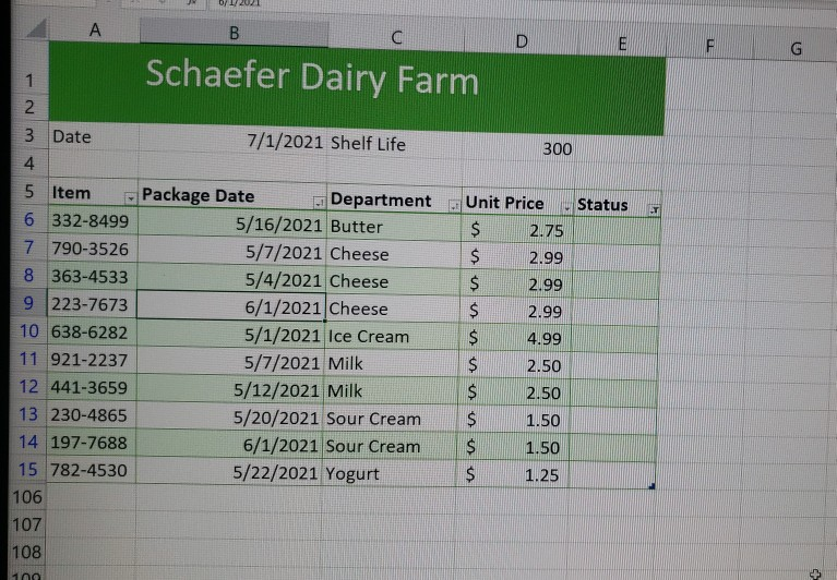 COSC 116 - CHO4 DRA Criteria Ratings Pts Shelf life | Chegg.com